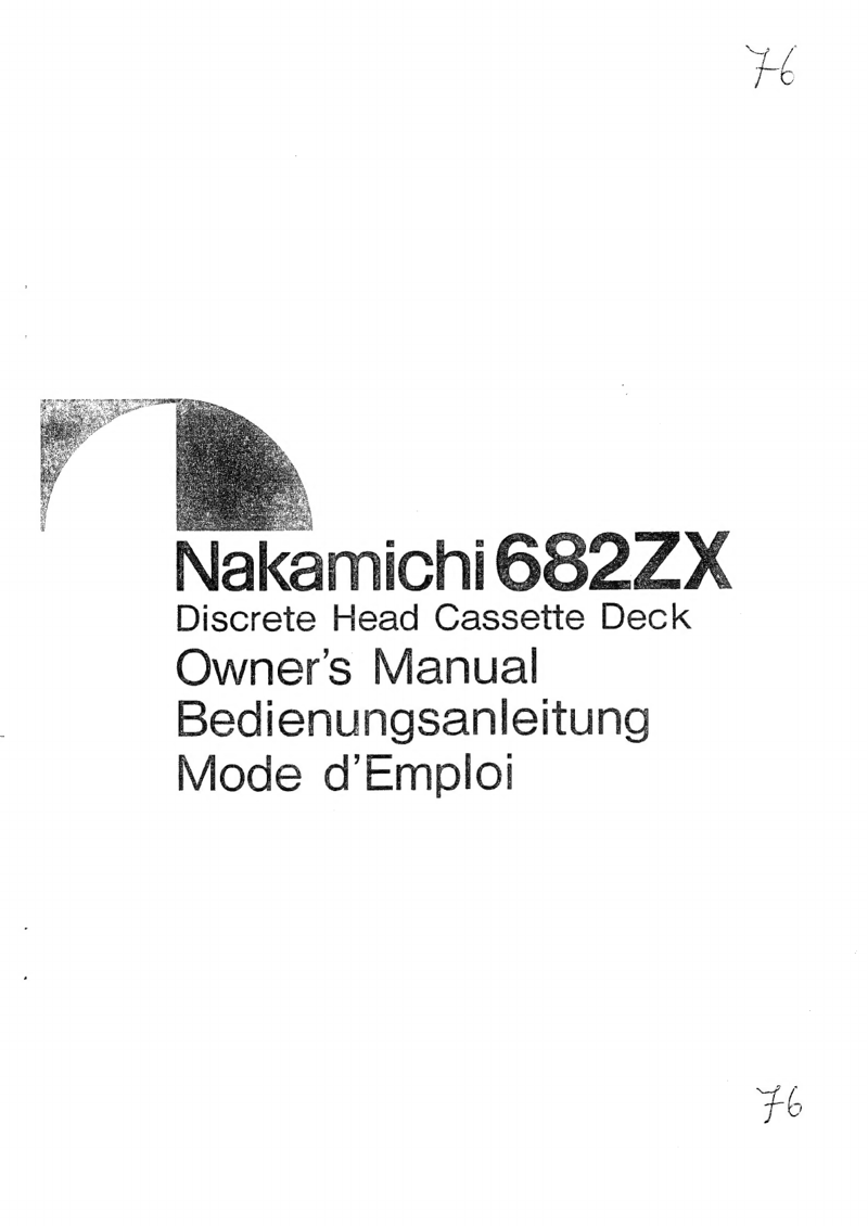 Nakamichi 682ZX Owner’s Manual – LPA Code