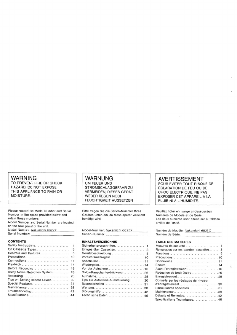 Nakamichi 682ZX Owner’s Manual – LPA Code